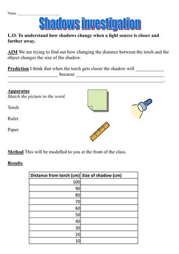 Light And Shadows Investigation By Astirrup Teaching Resources Tes