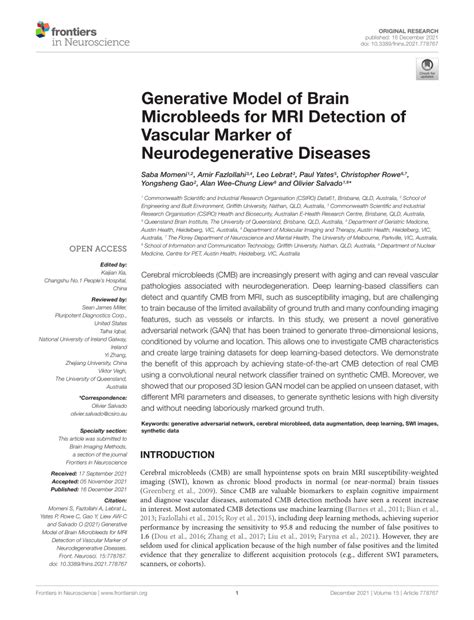 Pdf Generative Model Of Brain Microbleeds For Mri Detection Of