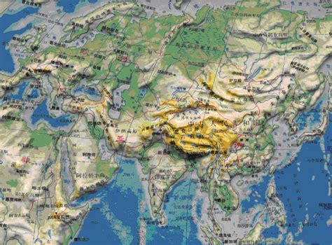 地图psd素材 欧亚大陆立体地图素材免费高清中文版【亚欧地图】 东坡下载