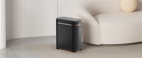 Elpheco Black Bathroom Trash Can With Lid 2 Gallon Sensor