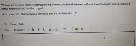 Solved With Regard To Virtual Memory Paging Page Chegg