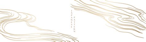 Hand Drawn Line Wave With Japanese Pattern Vector Oriental Decoration