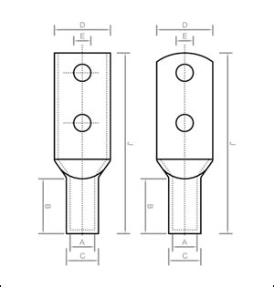 Copper Compression Cable Lugs Two Hole