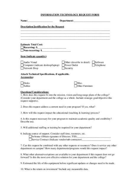 Editable It Service Request Form Free Templates In Pdf Word It Support Request Form Template
