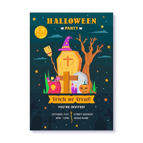 할로윈 파티 포스터 템플릿 무료 벡터
