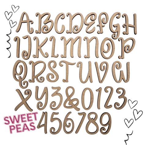Small Sweet Peas Font Script Letters Cute Letters Wood Crafts