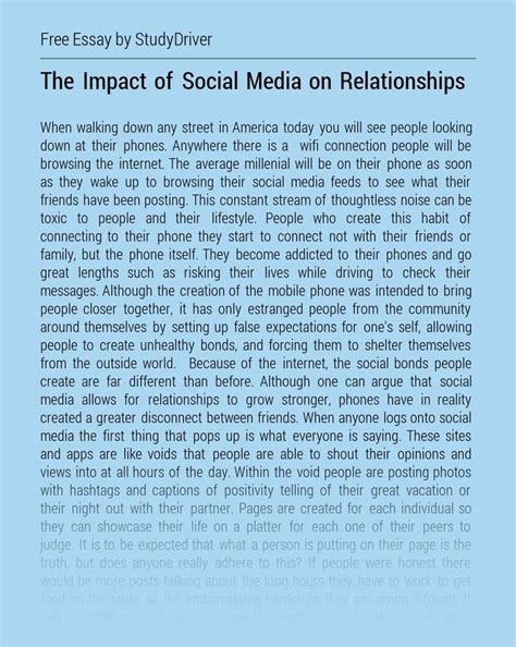 The Impact Of Social Media On Relationships
