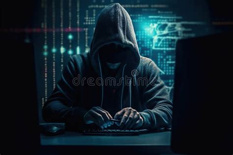Hacker Using Abstract Laptop With Binary Code Digital Interface Cyber