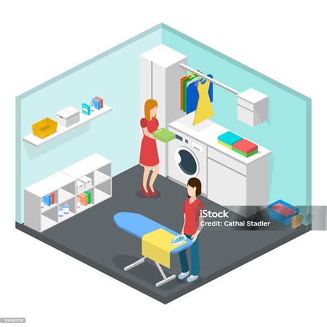 세탁 이나 청소세탁기 및 철 아이소메트릭 3d 벡터 일러스트 레이 션 개념에 대한 스톡 벡터 아트 및 기타 이미지 개념 개념과 주제 건조한 Istock