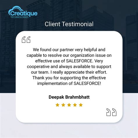 Creatique Technologies On Linkedin Clienttestimonial Salesforce Customersuccess