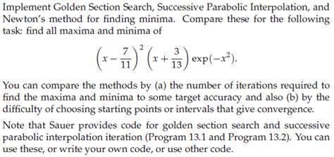 Solved Implement Golden Section Search Successive Parabolic