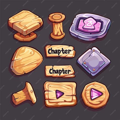 Premium Vector Wooden Stone Game Ui Elements Buttons Podiums More