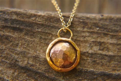 24k Gold And Rose Gold Round Pendantbasic Gold Necklace24k Gold