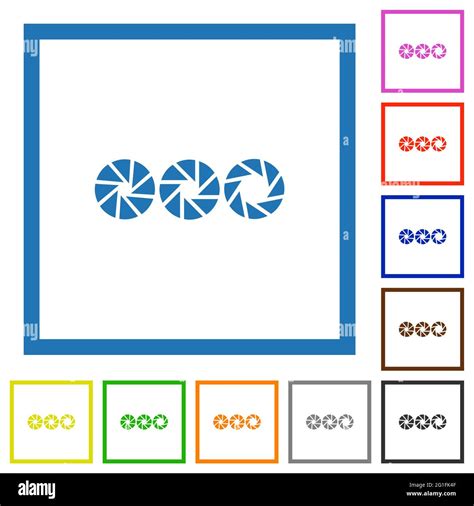 Set Aperture Size Flat Color Icons In Square Frames On White Background Stock Vector Image Art