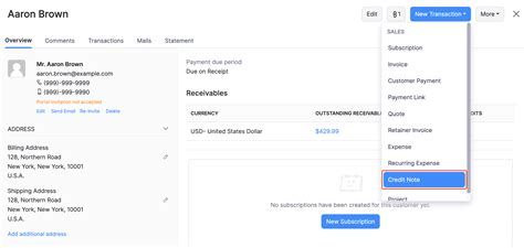 Create Credit Notes Help Zoho Billing