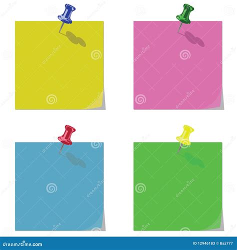 Memo Reminders Blanks Stock Vector Illustration Of Fastened 12946183