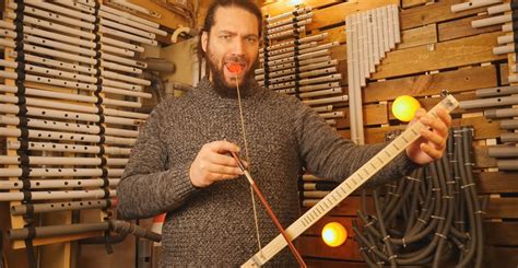 Man Constructs One String Mouth Violin Borninspace
