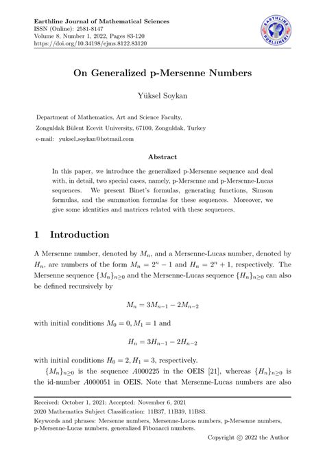 Pdf On Generalized P Mersenne Numbers