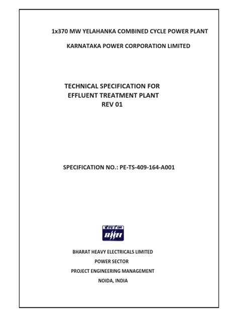 Technical Specifications For Etp Rev 01 Yehlanka Ccpp 1488890727 Download Free Pdf Pipe