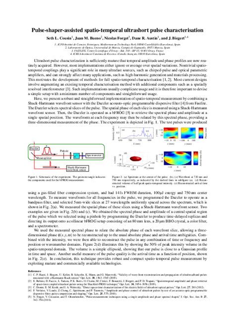 Pdf Pulse Shaper Assisted Spatio Temporal Ultrashort Pulse Characterisation Nicolas Forget