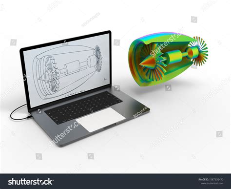 3d Rendering Turbine Finite Element Analysis Stock Illustration