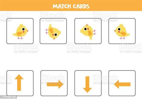 아이들을위한 오리엔테이션 화살표와 귀여운 만화 닭과 카드 일치합니다 교육에 대한 스톡 벡터 아트 및 기타 이미지 교육 귀여운 가금류 Istock