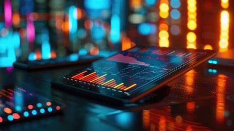 premium photo tablet displaying colorful data charts symbolizing