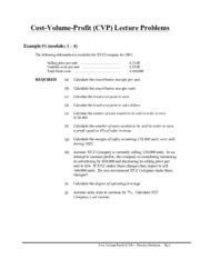 CVP Lecture Problems Cost Volume Profit CVP Lecture Problems Example 1 Modules 1 4 The