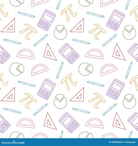 Pi Day Seamless Pattern With Mathematical Constants Or Baked Pie In Template Hand Drawn Cartoon