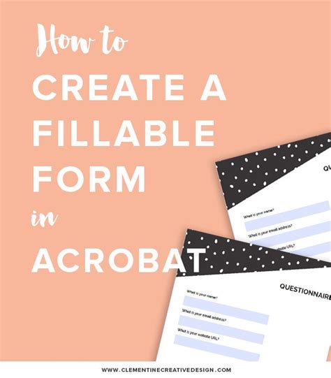 How To Create A Fillable Form In Adobe Acrobat Clementine Creative