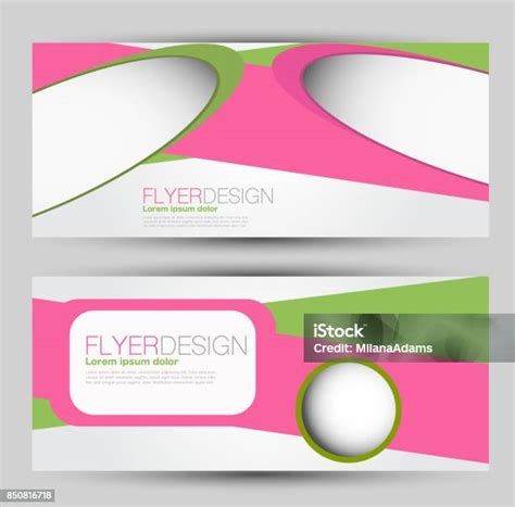 플라이어 배너 또는 웹 헤더 템플릿 집합입니다 벡터 일러스트 레이 션 프로 모션 디자인 배경입니다 녹색과 분홍색 색상입니다 0명에 대한 스톡 벡터 아트 및 기타 이미지