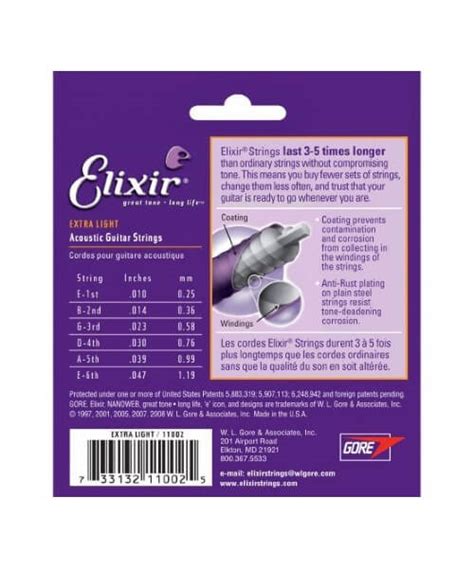 Elixir 11002 80 20 Bronze Nanoweb Ultra Thin Coating With Anti Rust Plain Steels Acoustic