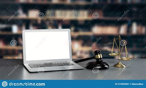 Empty Laptop Computer Screen For Astute Design Mockup On A Table In Library Stock Image Image