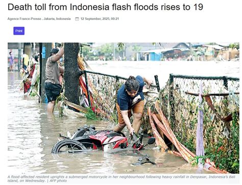အင်ဒိုနီးရှားနိုင်ငံမှာ ရေကြီးမှုတွေကြောင့် အနည်းဆုံးလူ ၁၉ ဦး သေဆုံး