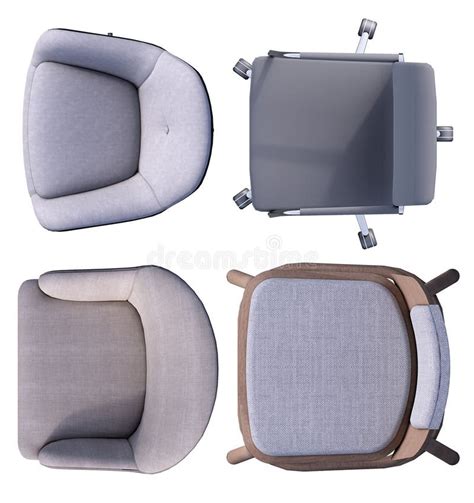 Top View Single Chair In White Background For Floor Plan Stock Image