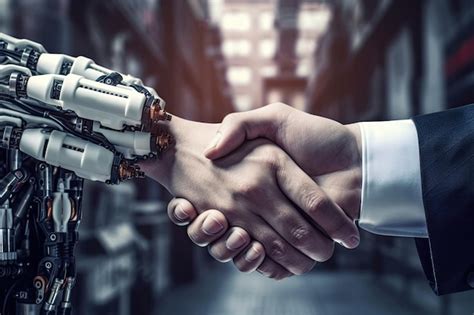 Premium Ai Image Human Handshake With Robotic Hand