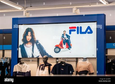 Tyumen, Russia-March 10, 2022: Fila logo store. Fila is an Italian ...