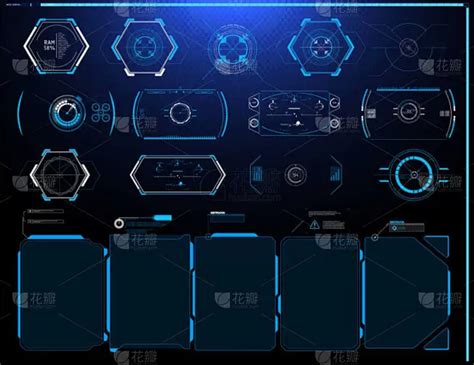 面向未来的矢量hud接口屏幕设计。数字呼叫标题。hud Ui Gui面向未来的用户界面屏幕元素集 用 花瓣网