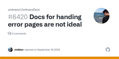 Docs For Handing Error Pages Are Not Ideal · Issue 6420 · Umbracoumbracodocs · Github