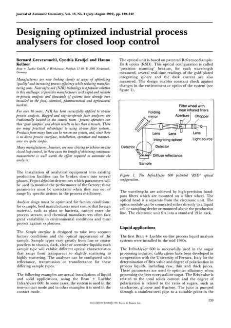 Pdf Designing Optimized Industrial Process Analysers For Closed Loop