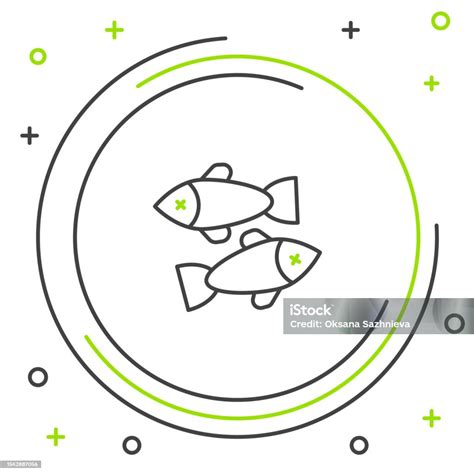 흰색 배경에 격리 된 라인 죽은 물고기 아이콘 다채로운 개요 개념 벡터 강에 대한 스톡 벡터 아트 및 기타 이미지 강 건강한 생활방식 귀여운 Istock