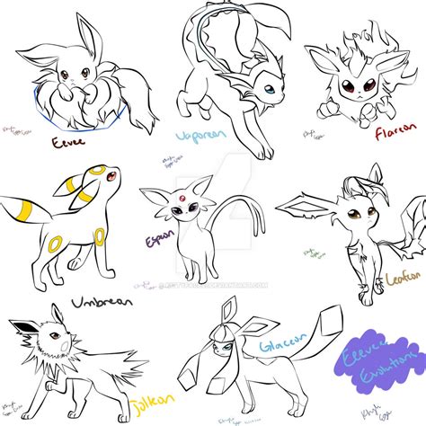 Printable Pokemon Coloring Pages Eevee Evolutions