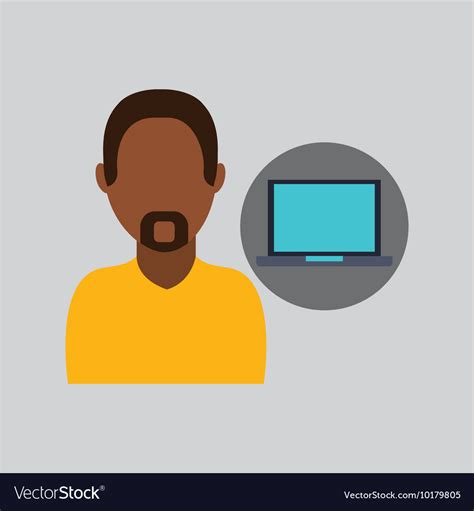 Man With Pc Icon Royalty Free Vector Image VectorStock