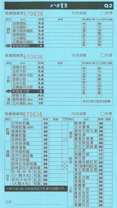 最新2021 八方雲集營業時間 鍋貼水餃麵湯小菜 菜單 價目表