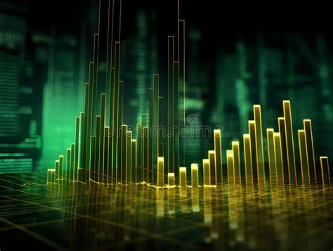 Futuristic Gold Bar Graph With Neon Lights Stock Image Image Of Cyber Economy 359313369