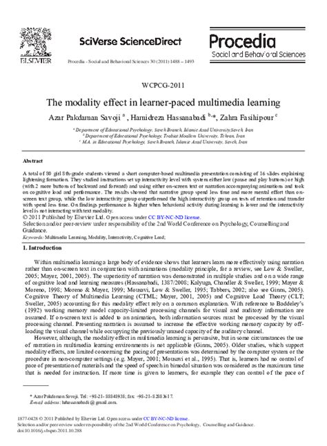 Pdf The Modality Effect In Learner Paced Multimedia Learning