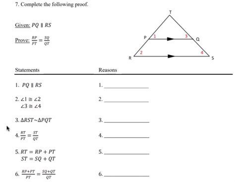 Solved Complete The Following Proof Given PQRS Prove Chegg