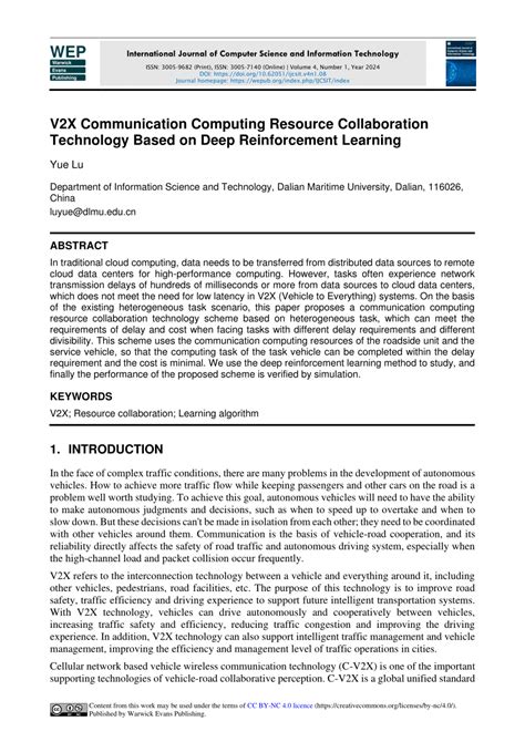 Pdf V2x Communication Computing Resource Collaboration Technology