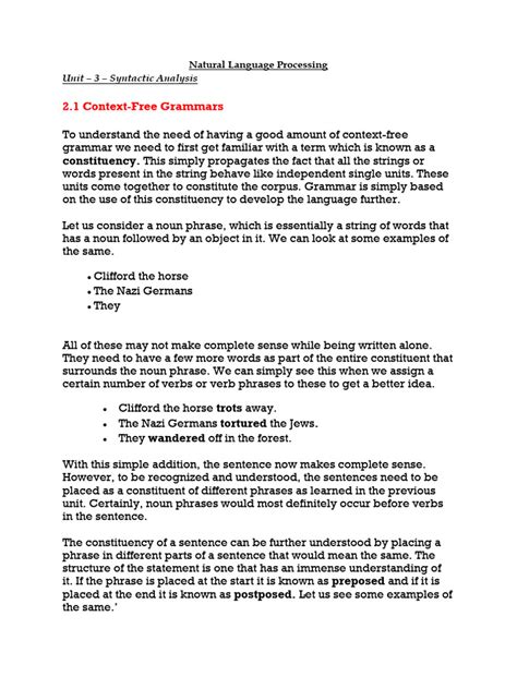 Natural Language Processingnotesunit 3 Pdf Phrase Parsing