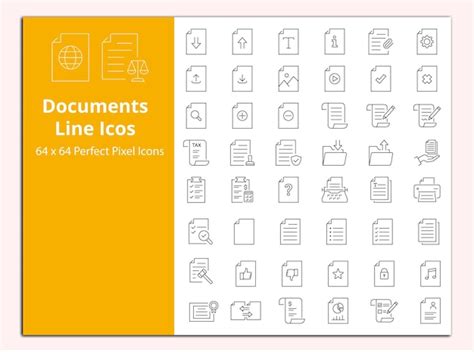 Premium Vector Documents Line Icons Vector Set